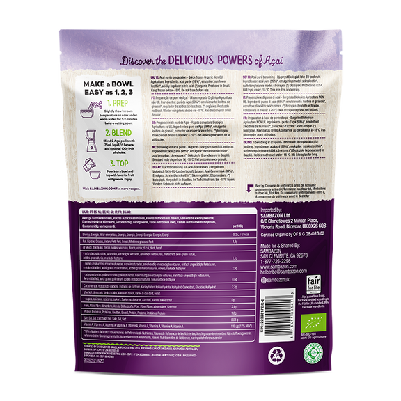 Unsweetened Acai - Frozen Puree Packets for Bowls & Smoothies | SAMBAZON