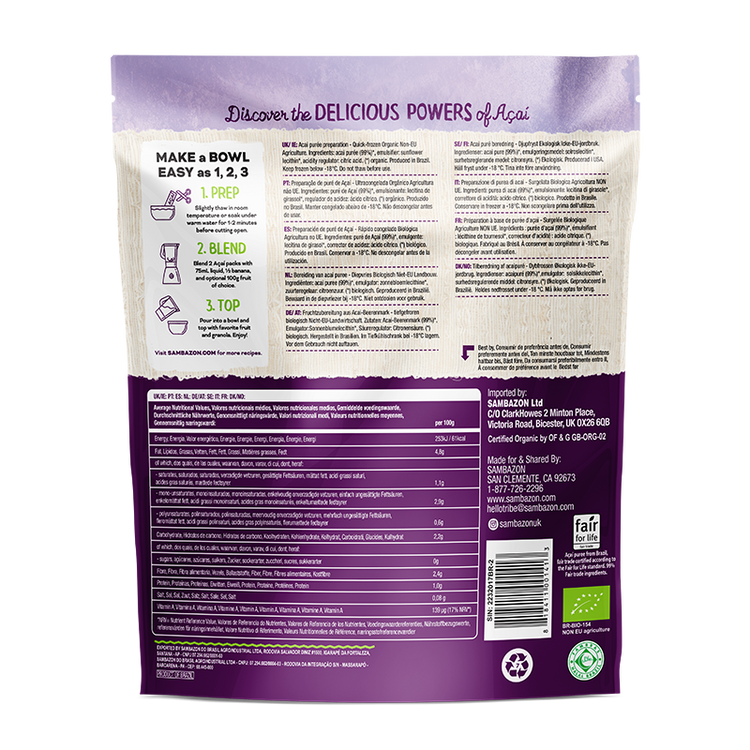 Unsweetened Acai - Frozen Puree Packets for Bowls & Smoothies | SAMBAZON